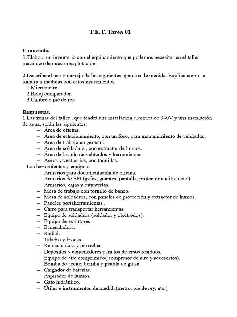 Tarea 01 Corregida | PDF | Bienes manufacturados | Herramientas