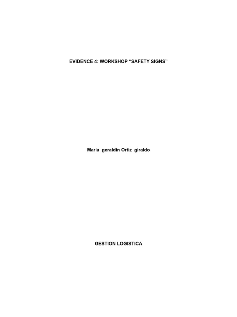 WORKSHOP "SAFETY SIGNS" Evidencia 4 | PDF