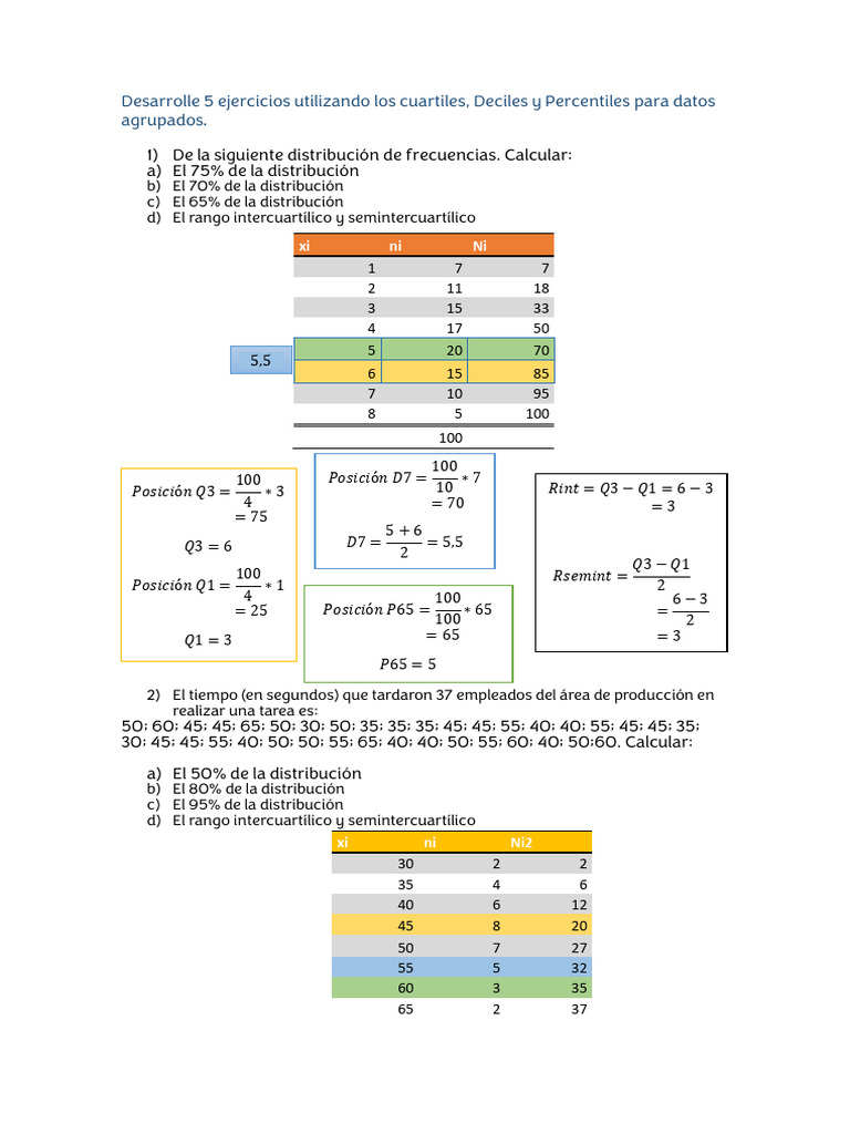 Cuartil, Desil y Percentil Agrupados | PDF | Cuantil