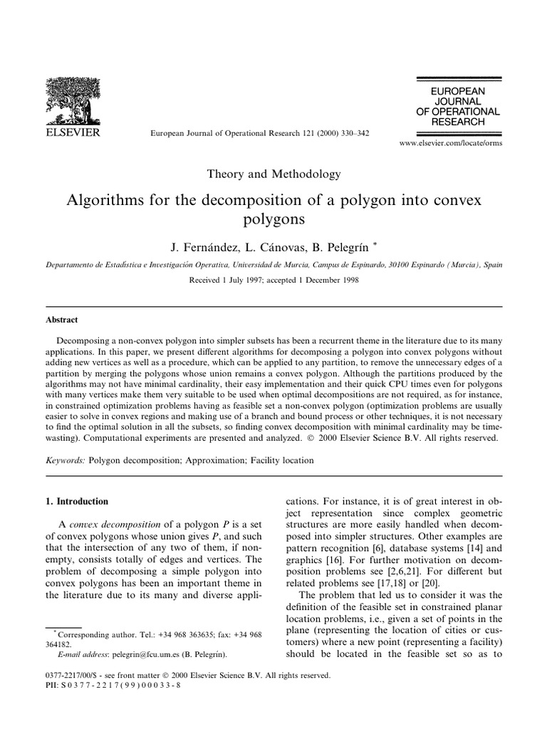 Algorithms For The Decomposition Of A Polygon Into Convex Polygons Pdf Vertex Geometry 