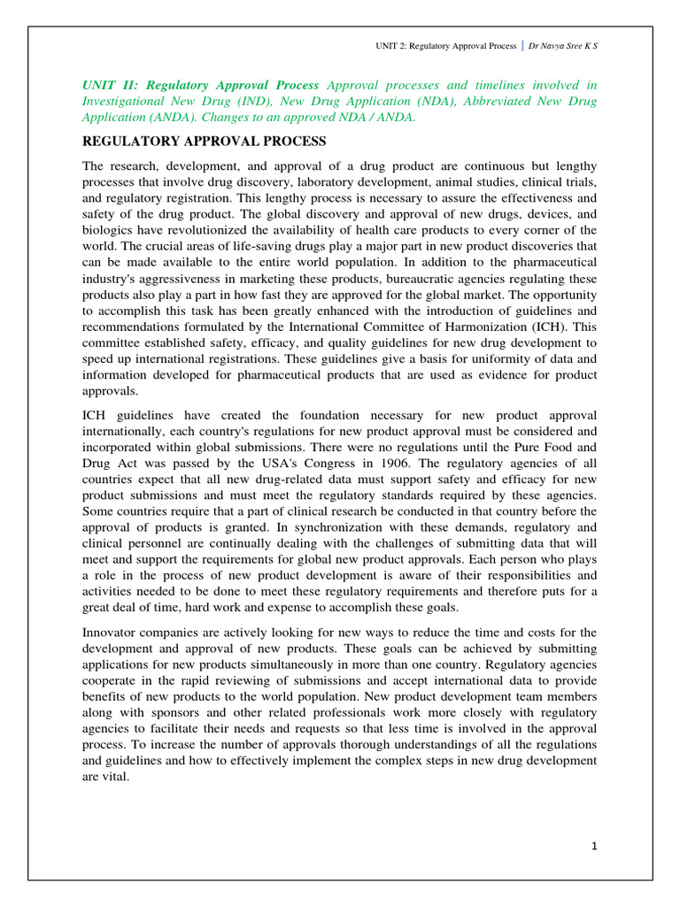 Module 2 - Regulatory Approval Process - Lecture Notes | Download Free ...