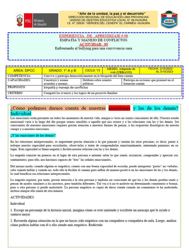 Dpcc. Act. 05. 1° A-B-02-05-2023 | PDF