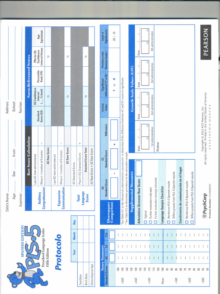 PLS 5 Spanish Protoco | PDF