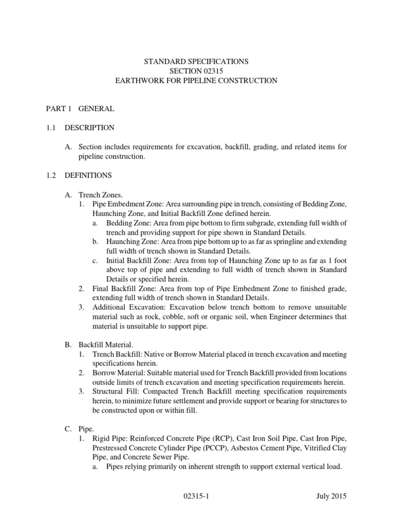 Earthwork For Pipeline Construction 2015 | PDF | Pipe (Fluid Conveyance ... Earthwork For Pipeline Construction 2015 | PDF | Pipe (Fluid Conveyance ...