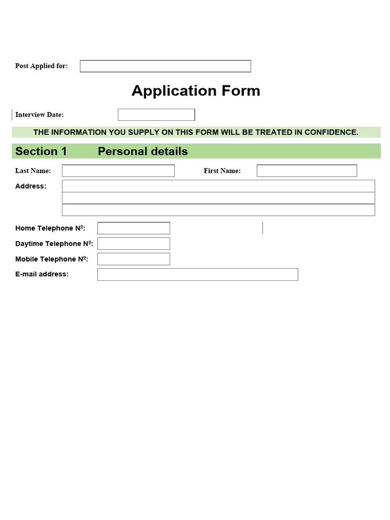 Job Application Form..... | PDF | Employment | Business