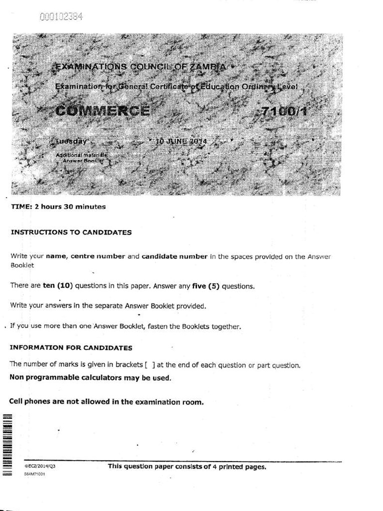 2018 Commerce Past Paper | PDF