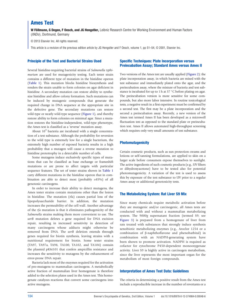Ames Test | PDF | Mutagen | Biology