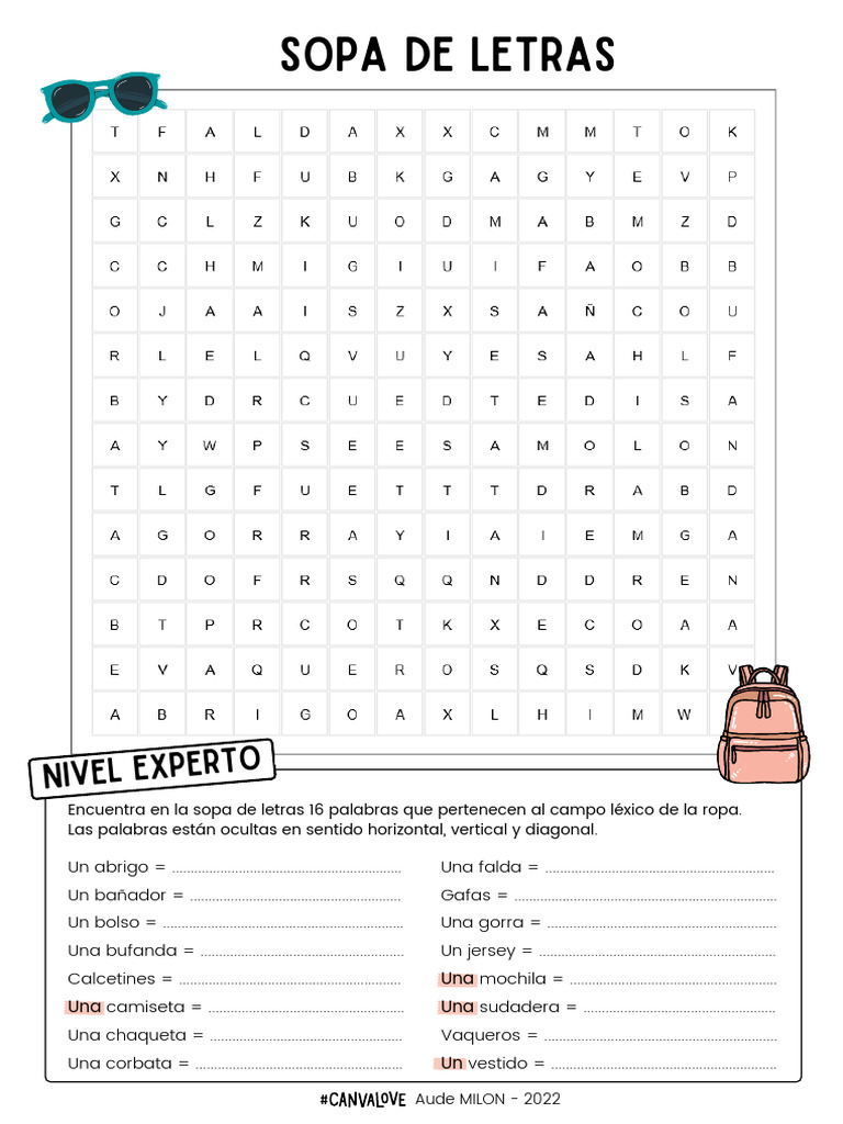 (4e) Sopa de Letras LA ROPA | PDF