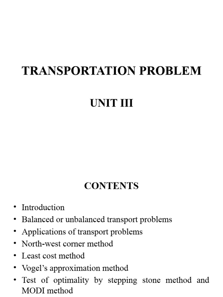 Transportation Problem | PDF | Mathematical Optimization | Mathematics