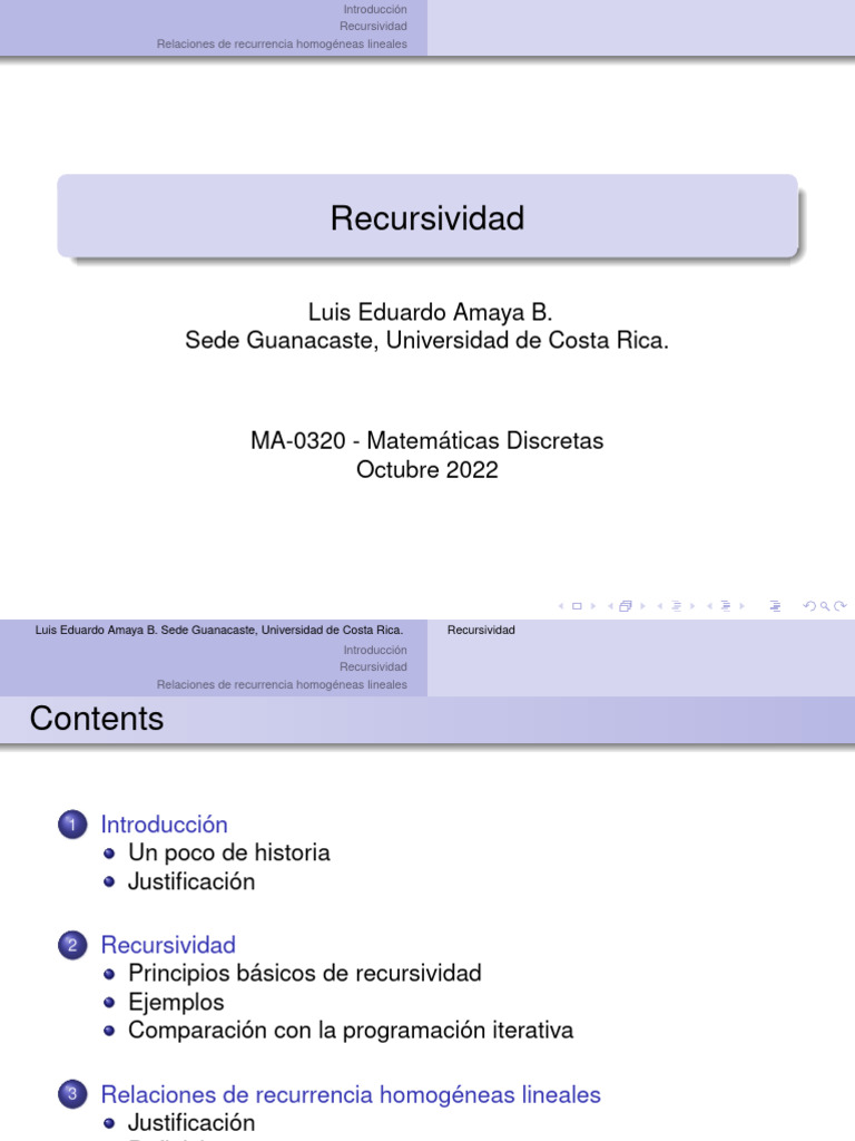 Recursividad y Relaciones Lineales | PDF | Recursividad | Relación de recurrencia