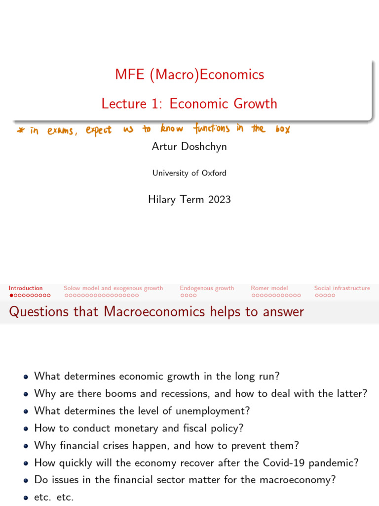 MFE Macro Slides | PDF | Economic Growth | Macroeconomics
