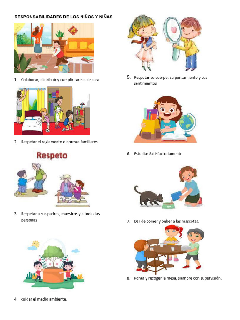 Responsabilidades Infantiles y Vocabulario | PDF