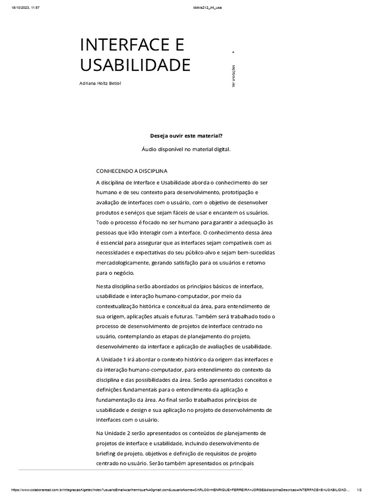 LIVRO INTERFACE E USABILIDADE - Compressed | Download grátis PDF | Fatores humanos e Ergonomia ...