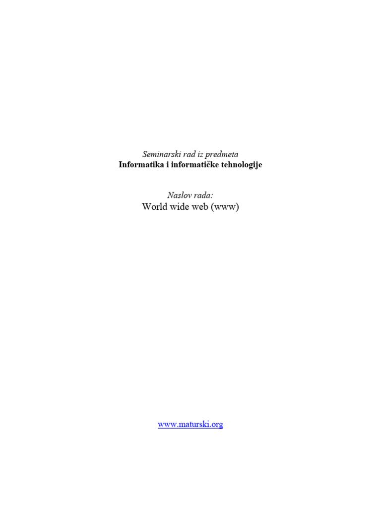 World Wide Web Seminarski Informatika Ets | PDF