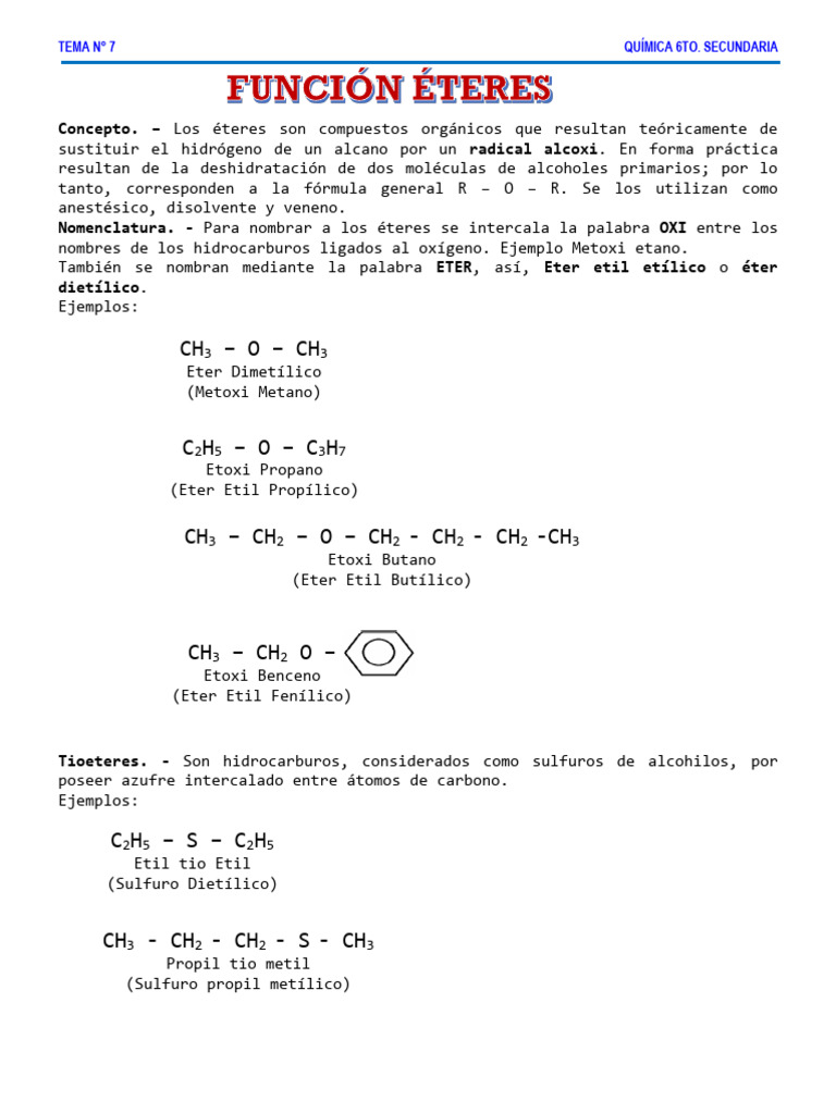 Tema #7 Función Eteres | PDF