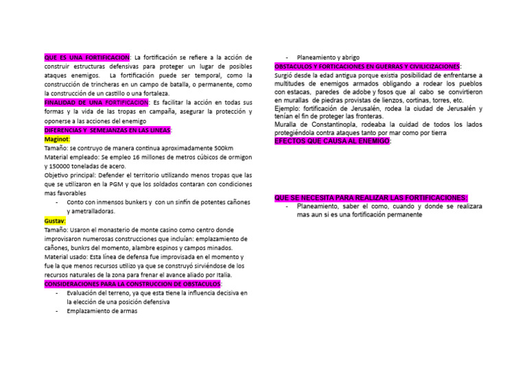 Definición y Tipos de Fortificación | PDF | Fortificación | Ciencia militar