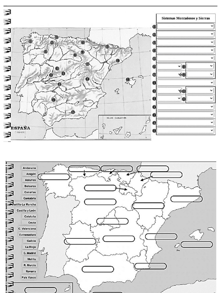 mapas España ejercicios | PDF