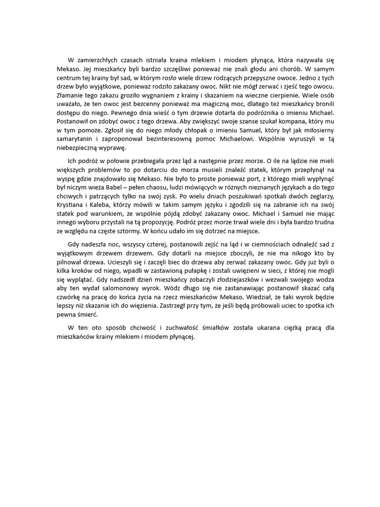 Opowiadanie - Zad 10 J. Polski | PDF