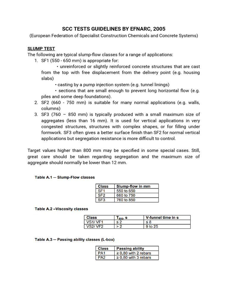 SCC Tests Guidelines: Slump & Viscosity | PDF | Technology & Engineering