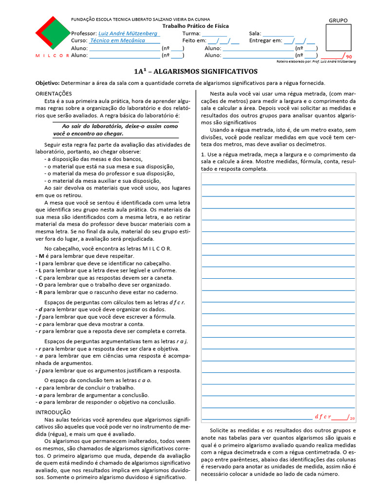 Lab 1A Algarismos Significativos | PDF