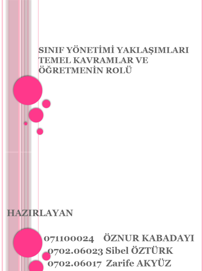 Sinif Yönet M Yakla Imlari Temel Kavramlar Ve Ö Retmen N Rölü | PDF
