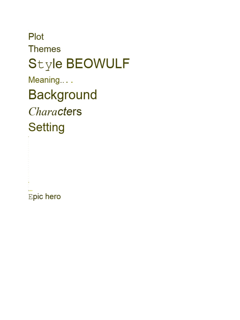 Beowulf: Themes, Characters, and Analysis | PDF | Games & Activities