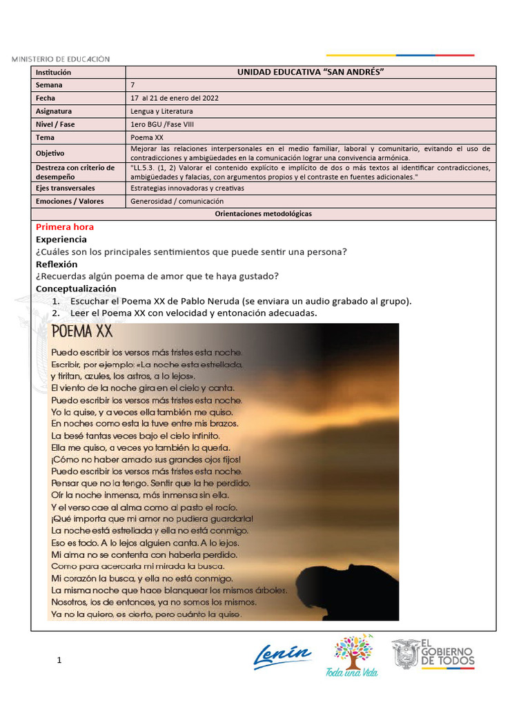 Lengua Ficha 7 - 1ero Bgu | PDF | Ficción general