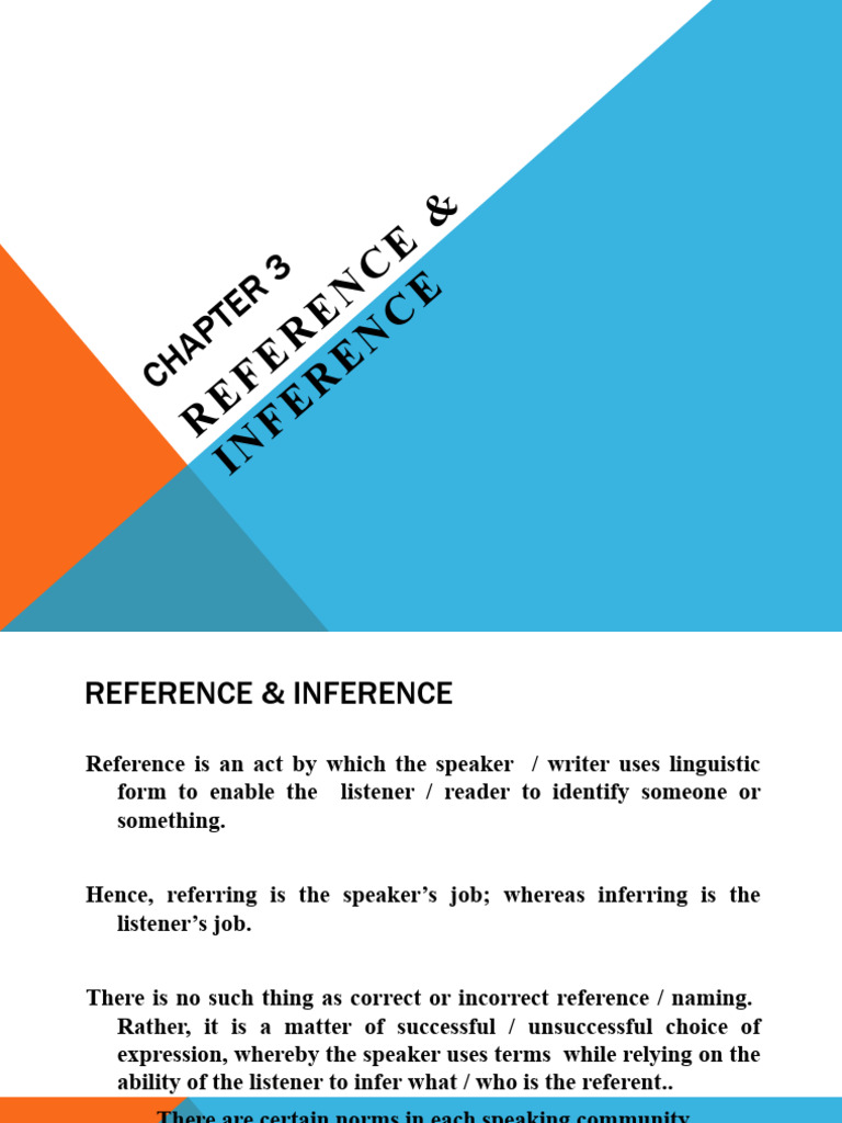 Ch. 3 - Reference & Inference | PDF | Semiotics | Syntax