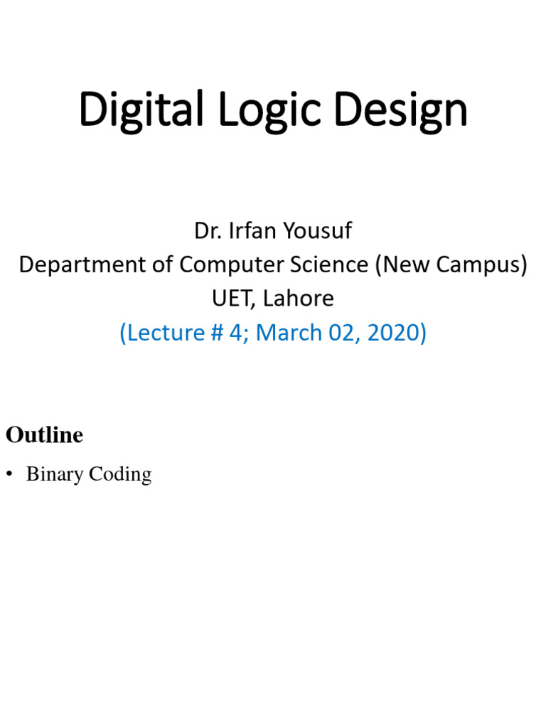 Dld Lecture 4 Pdf Binary Coded Decimal Bit 5422