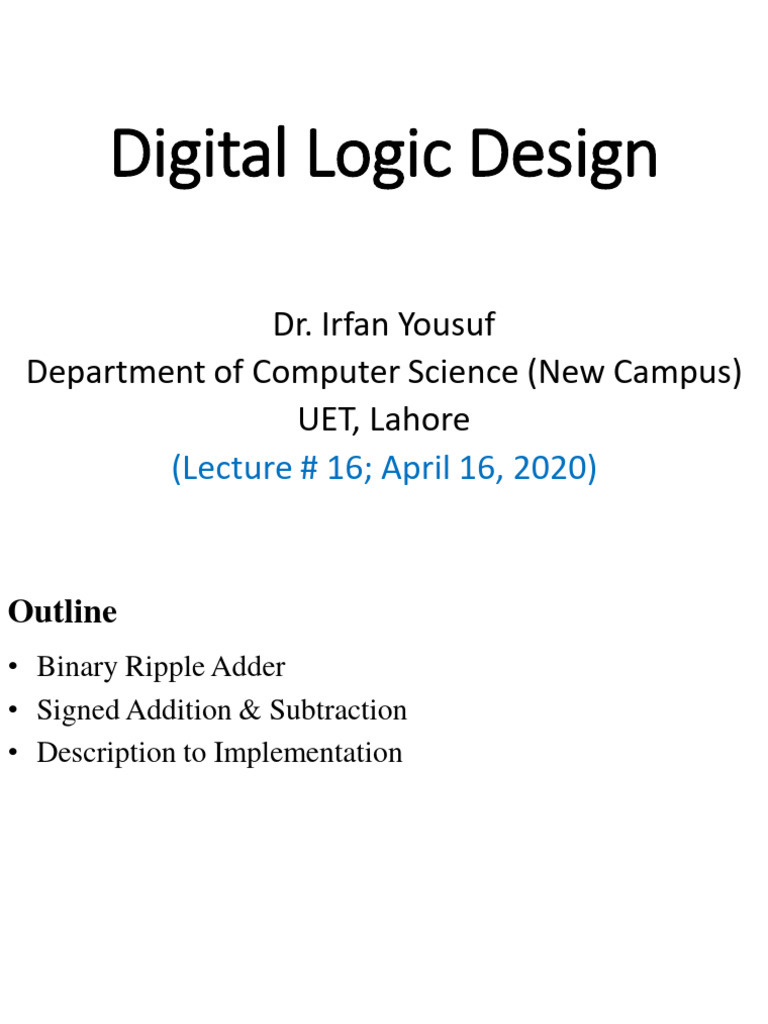 DLD Lecture 16 | PDF