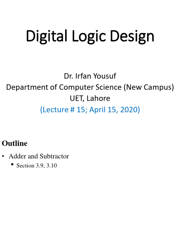 DLD Lecture 15 | PDF | Computers | Technology & Engineering