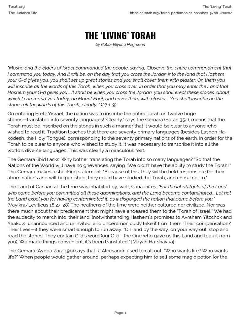 The Living Torah | PDF | Torah | Names Of God In Judaism