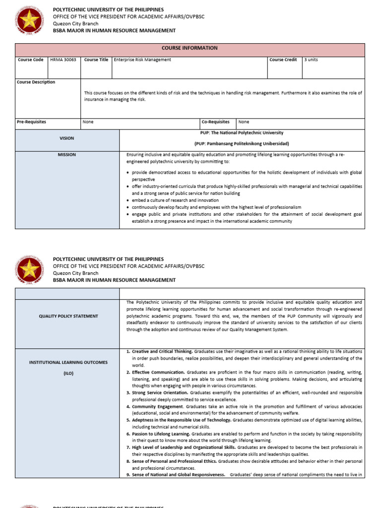 Enterprise Risk Management Course | PDF | Art