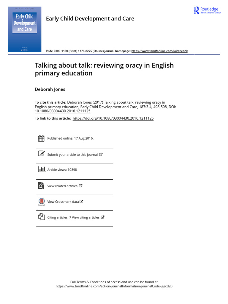 Talking About Talk Reviewing Oracy in English Primary Education | PDF