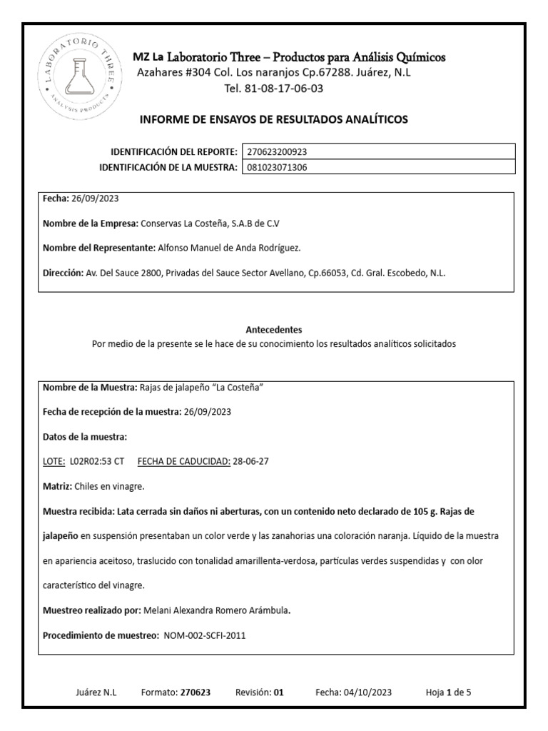 Contenido Neto y Masa Drenada | PDF