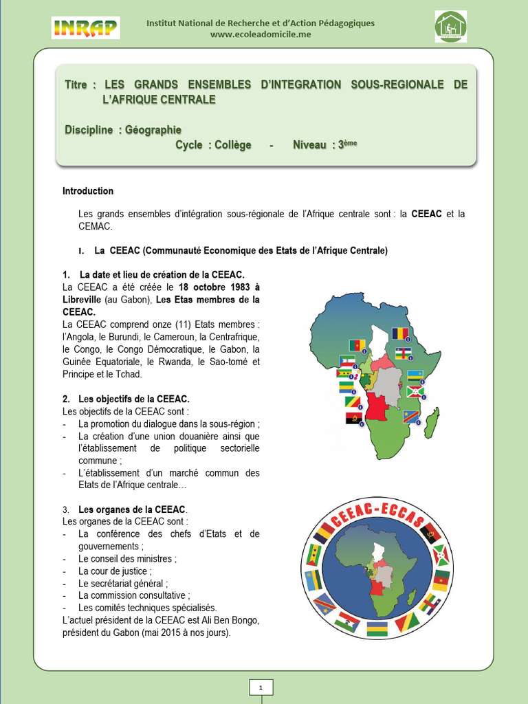 GEO-3em-LES GRANDS ENSEMBLES DINTEGRATION SOUS-REGIONALE DE LAFRIQUE ...