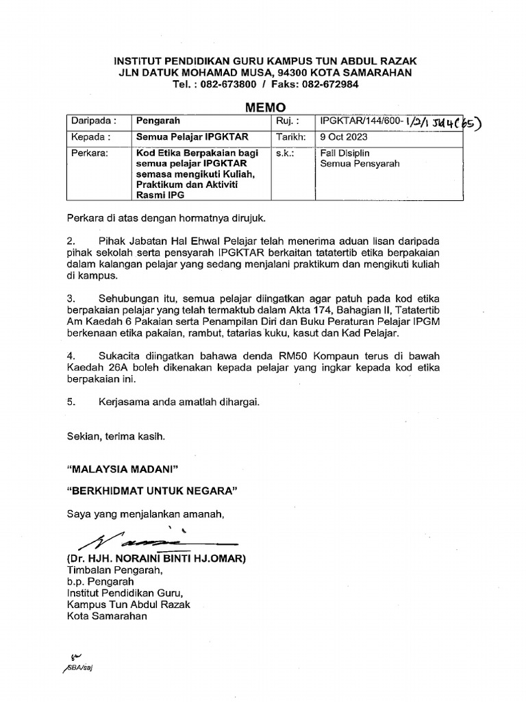 Memo Etika Pakaian 2024 | PDF