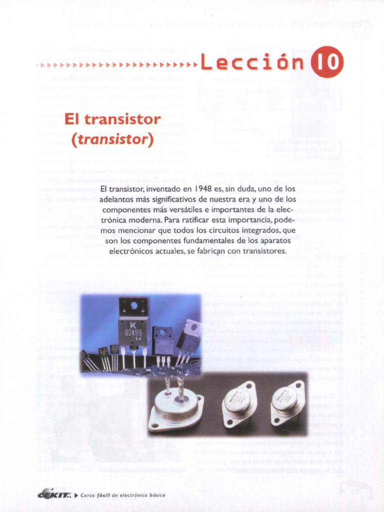 Cekit (Electrónica) Lección 10 - Transitores | PDF