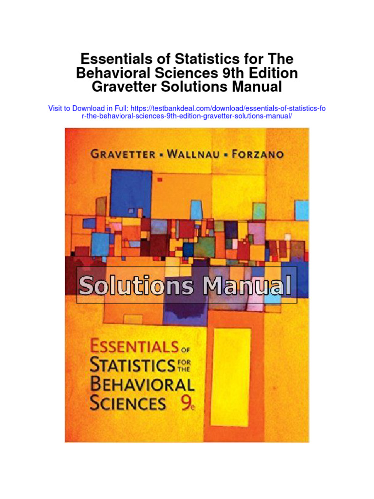 Essentials of Statistics For The Behavioral Sciences 9th Edition ... Essentials of Statistics For The Behavioral Sciences 9th Edition ...