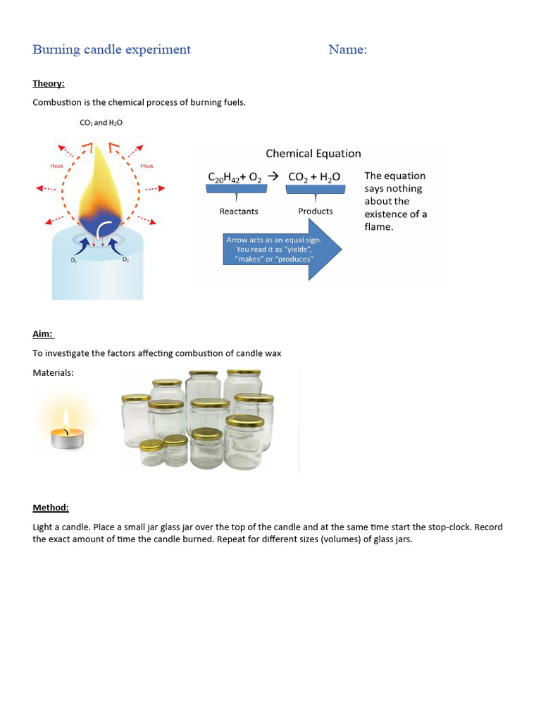 Burning Candle Experiment FS 2023 | PDF | Science & Mathematics
