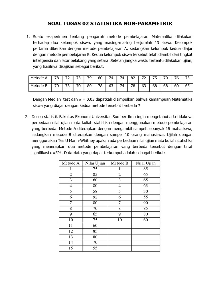 Tugas2 - Soal Statistik Non Parametrik - Raden | PDF