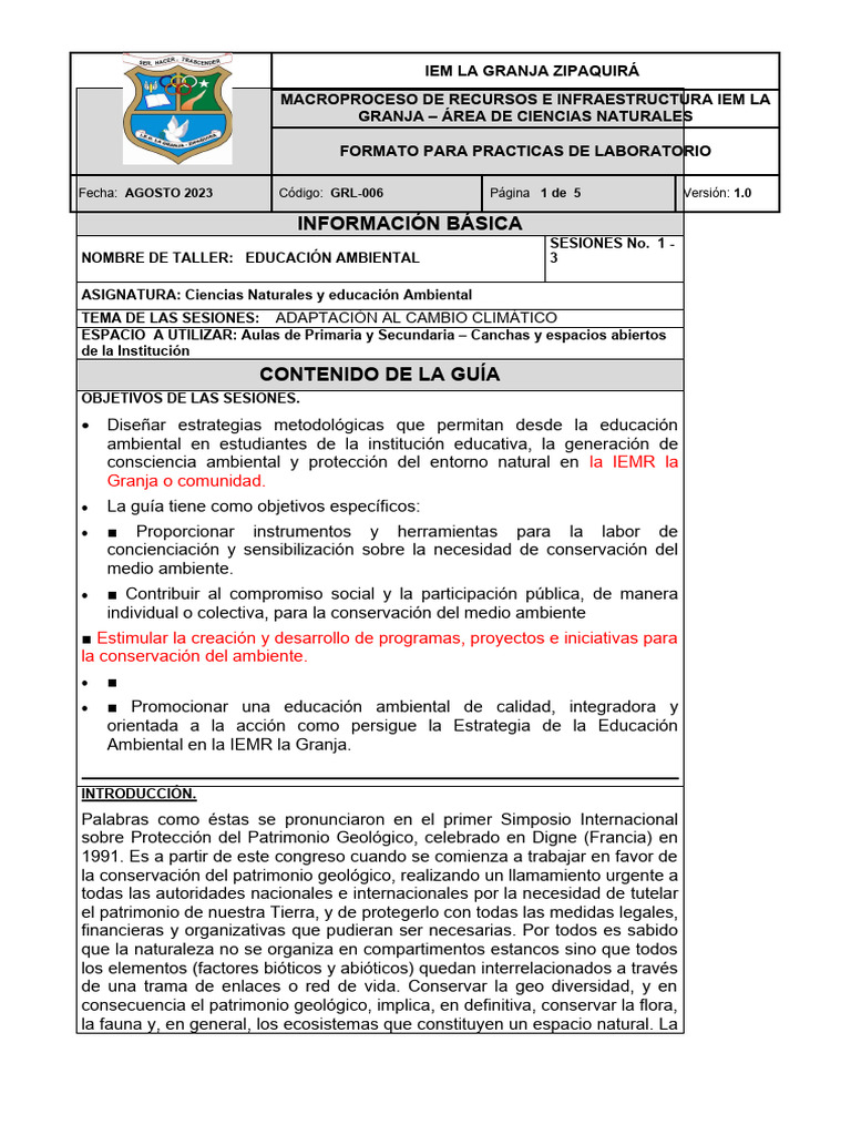 TALLER DE EDUCACION AMBIENTAL REDISEÑADO NOVENO PROPUESTA AMBIENTALdocx ... TALLER DE EDUCACION AMBIENTAL REDISEÑADO NOVENO PROPUESTA AMBIENTALdocx ...