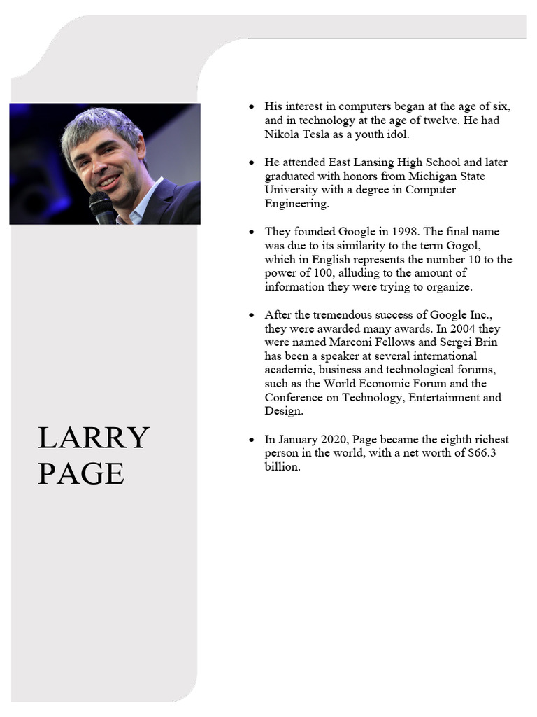 Larry Page: Biography and Achievements | PDF