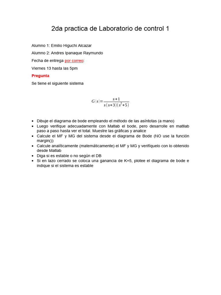 Lab2 Control 1 | PDF