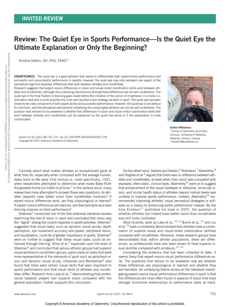 Review The Quiet Eye in Sports Performance-Is The Quiet Eye The ...