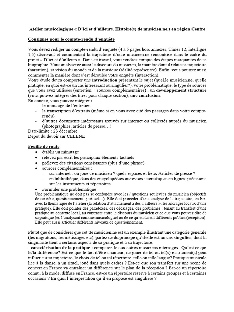 AtelierMusico - Consignes, Feuille de Route, Normes de Mise en Page | PDF AtelierMusico - Consignes, Feuille de Route, Normes de Mise en Page | PDF