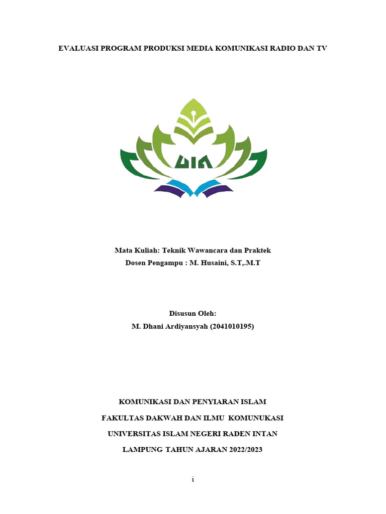 Makalah Program Komunikasi TV Dan Radio | PDF