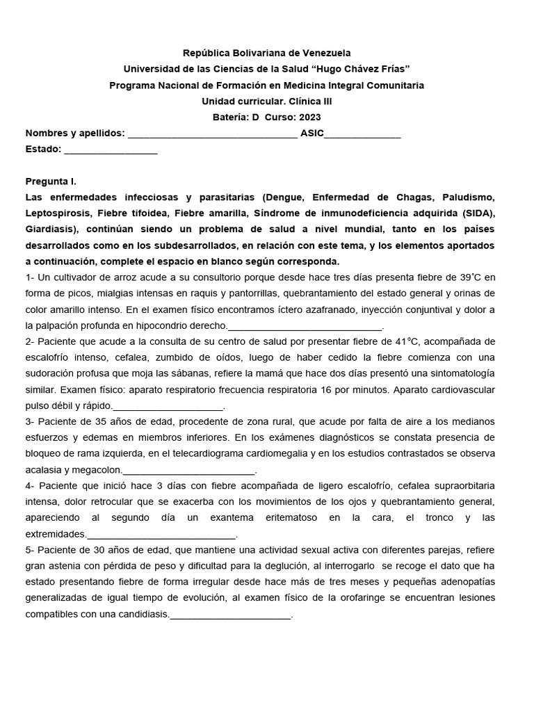 Examen de Clinica III | PDF