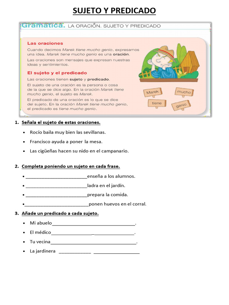 Sujeto y Predicado | PDF | Predicado (Gramática) | Asunto (gramática)