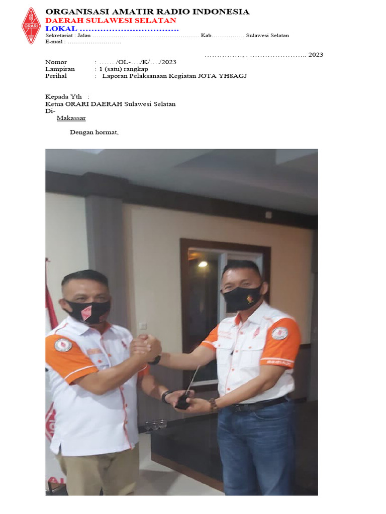 Format Surat Laporan Pelaksanaan Jota | PDF